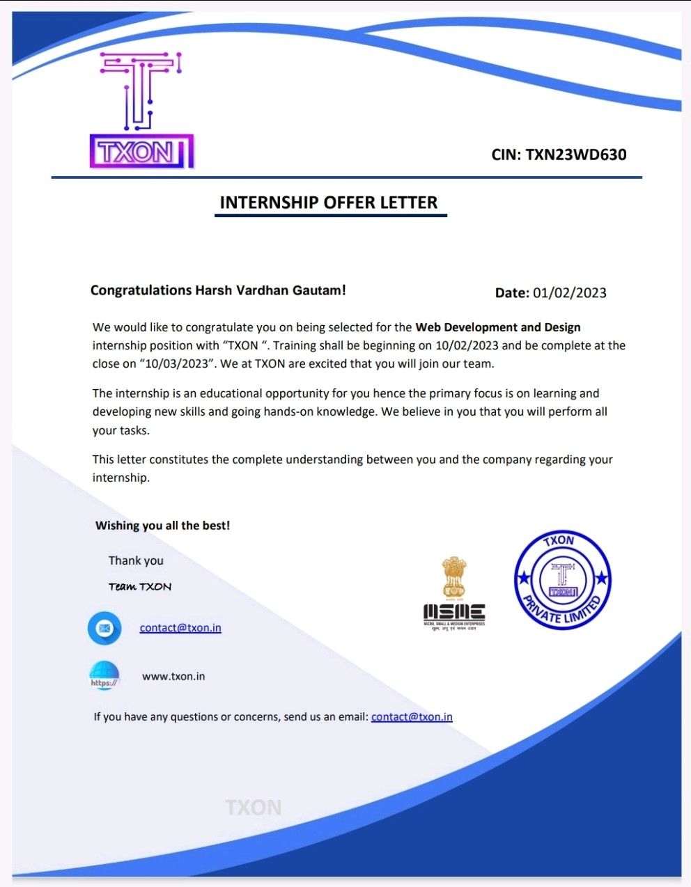 Harsh Vardhan Gautam on LinkedIn: #connections #txon #internship # ... Harsh Vardhan Gautam on LinkedIn: #connections #txon #internship # ...