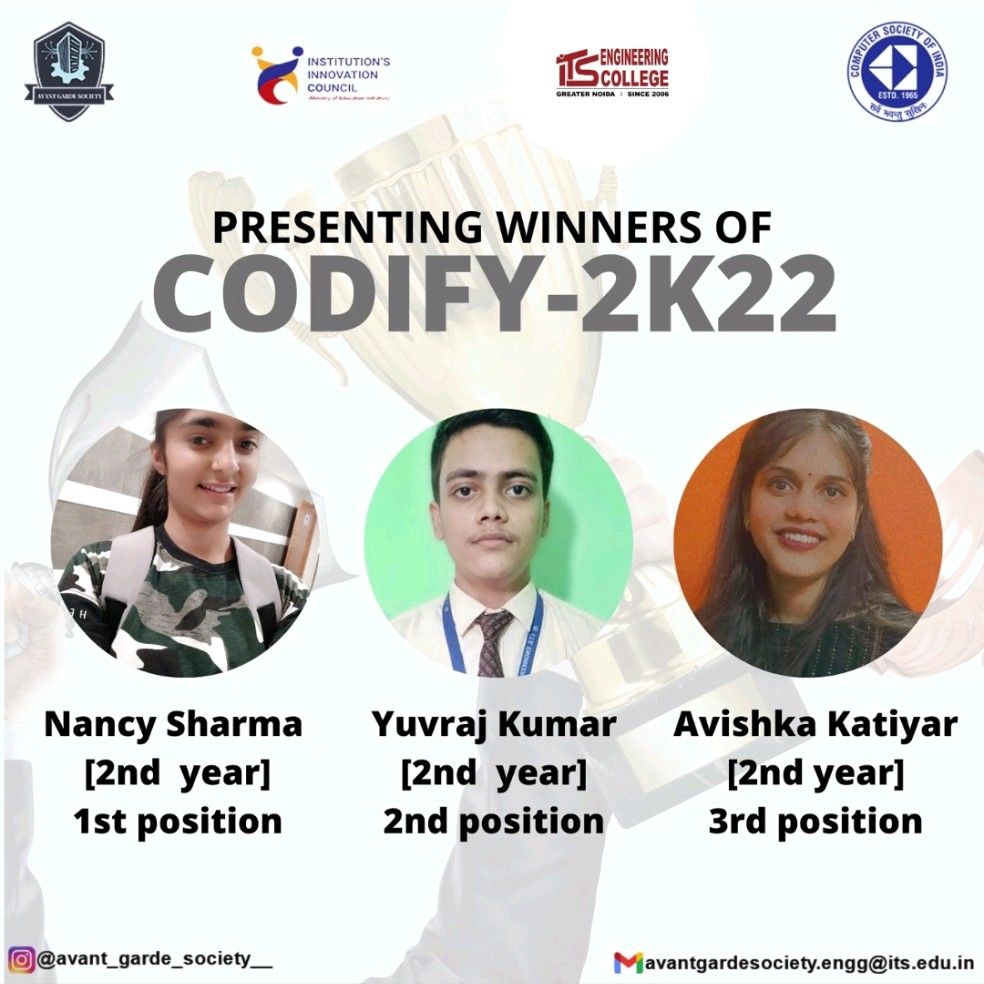 I am elated to share that I have got 2nd rank in Codify-2K22 for which ... I am elated to share that I have got 2nd rank in Codify-2K22 for which ...