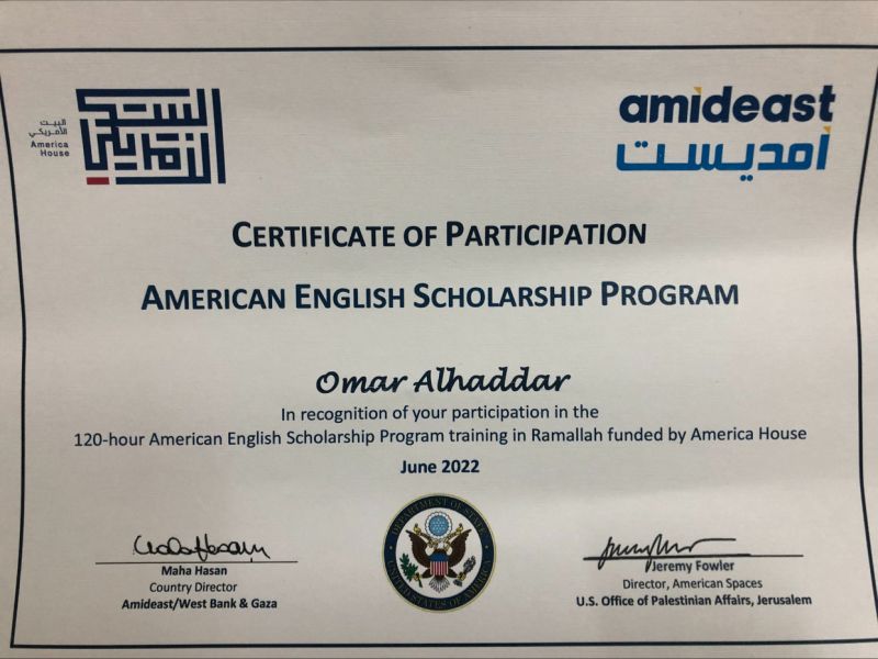 Omar Alhaddar on LinkedIn: #english #scholarship #amideast #certificate ... Omar Alhaddar on LinkedIn: #english #scholarship #amideast #certificate ...