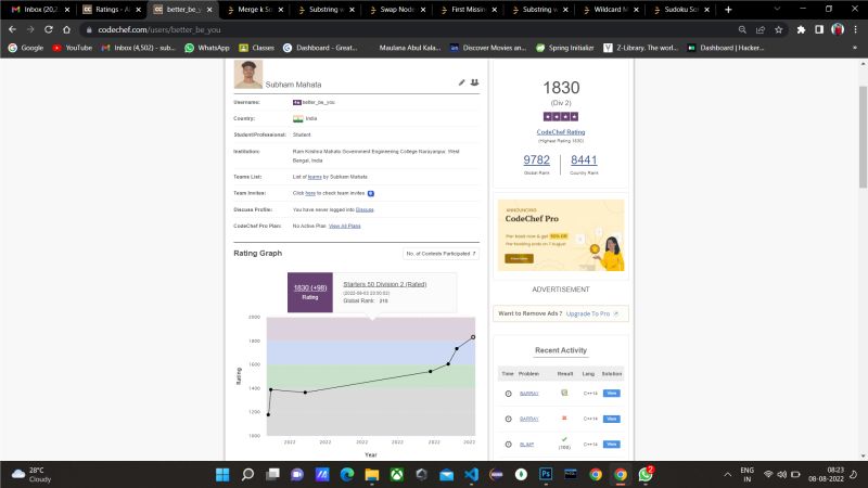 Subham Mahata on LinkedIn: #codechef #4star #cp Subham Mahata on LinkedIn: #codechef #4star #cp