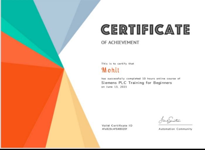 mohit Patle on LinkedIn: Today I have completed certificate of Siemens ... mohit Patle on LinkedIn: Today I have completed certificate of Siemens ...