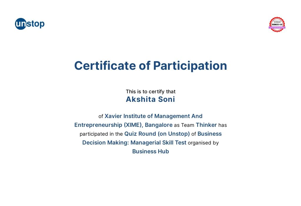 Akshita Soni on LinkedIn: #business #unstop Akshita Soni on LinkedIn: #business #unstop