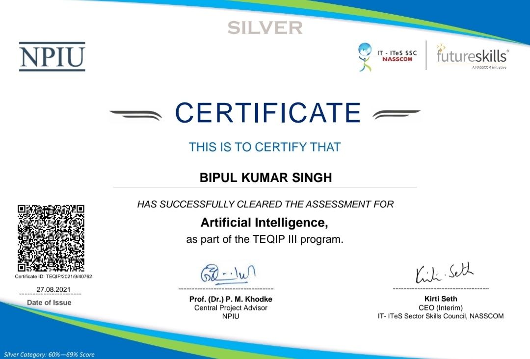 Bipul kumar singh on LinkedIn: successful recived todayAIand ML ... Bipul kumar singh on LinkedIn: successful recived todayAIand ML ...