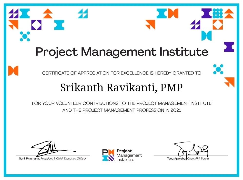Srikanth Ravikanti, PMP,CSM,SPC on LinkedIn: #volunteerappreciation # ... Srikanth Ravikanti, PMP,CSM,SPC on LinkedIn: #volunteerappreciation # ...