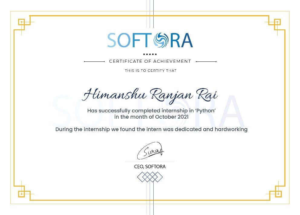 Himanshu Ranjan Rai on LinkedIn: #softoratechnologies #python # ... Himanshu Ranjan Rai on LinkedIn: #softoratechnologies #python # ...