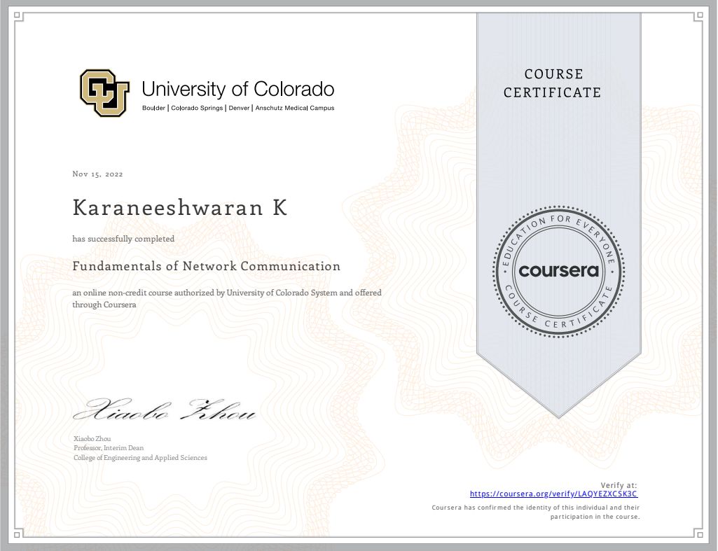 Karaneeshwaran K on LinkedIn: #colorado #coursera #skilldevelopment # ... Karaneeshwaran K on LinkedIn: #colorado #coursera #skilldevelopment # ...
