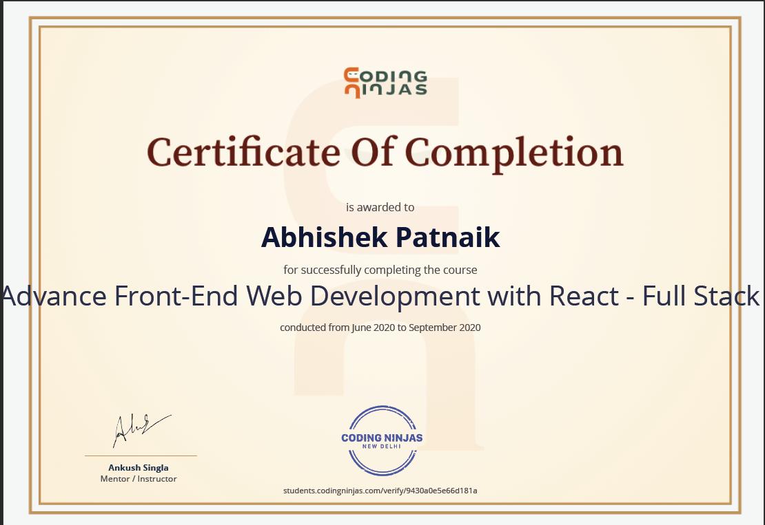 Abhishek Patnaik on LinkedIn: #codingninjas #reactjs #webdevelopment Abhishek Patnaik on LinkedIn: #codingninjas #reactjs #webdevelopment