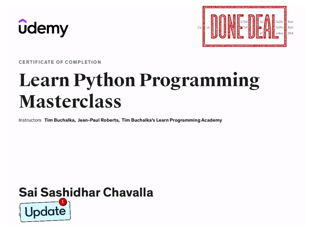Sai Sashidhar Chavalla on LinkedIn: #pythonlearning #pythonprogramming Sai Sashidhar Chavalla on LinkedIn: #pythonlearning #pythonprogramming