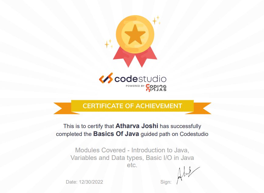 Atharva Joshi on LinkedIn: #coding #programming #java #codingninjas Atharva Joshi on LinkedIn: #coding #programming #java #codingninjas