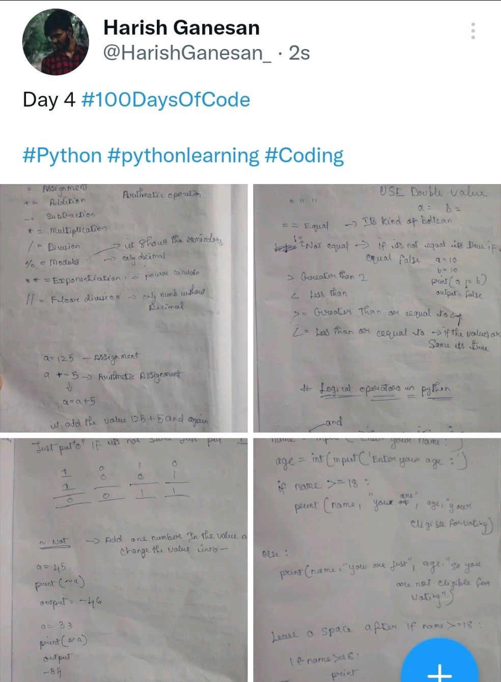 Harish Ganesan on LinkedIn: #100daysofcode #python #pythonprogramming # ... Harish Ganesan on LinkedIn: #100daysofcode #python #pythonprogramming # ...