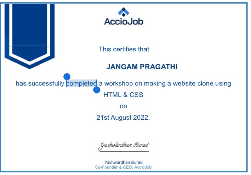 JANGAM PRAGATHI on LinkedIn: #acciojob #html #css JANGAM PRAGATHI on LinkedIn: #acciojob #html #css