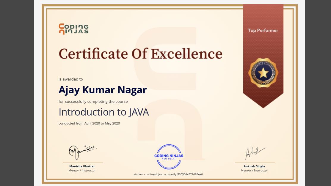 Ajay Kumar Nagar on LinkedIn: #codingninjas #javaprogramming Ajay Kumar Nagar on LinkedIn: #codingninjas #javaprogramming
