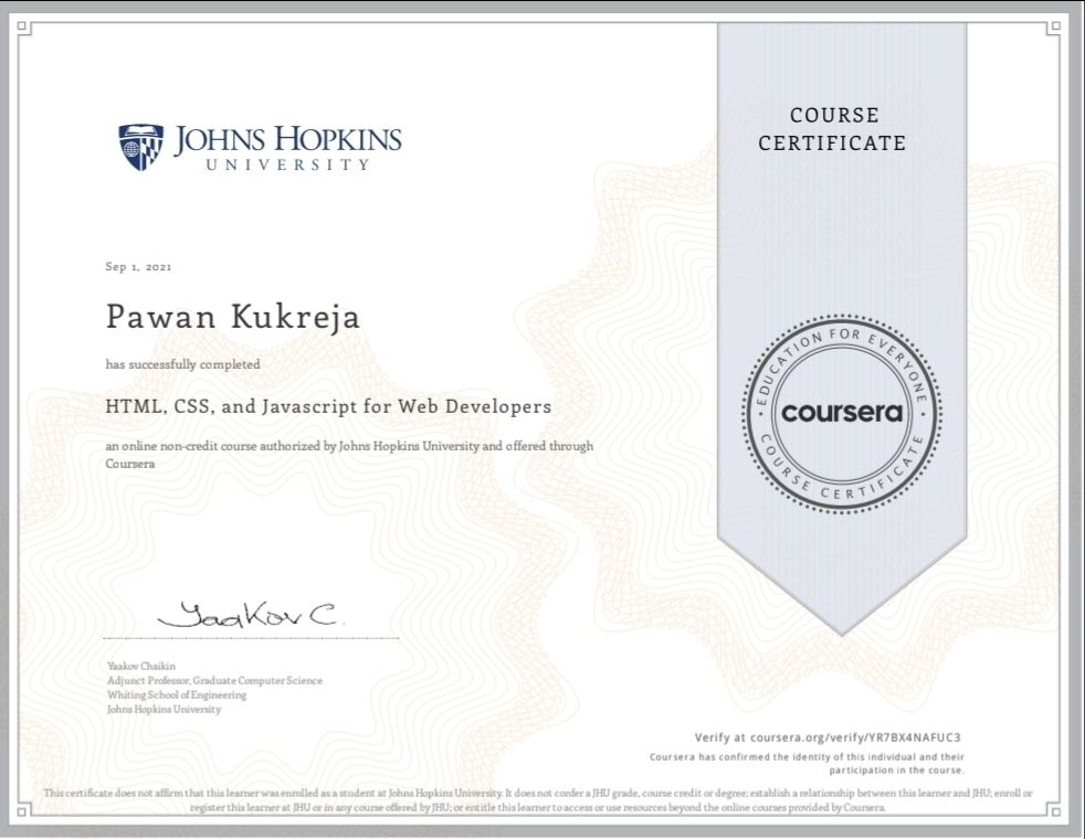 Done my HTML CSS and JS course with Coursera, and special thanks to ... Done my HTML CSS and JS course with Coursera, and special thanks to ...