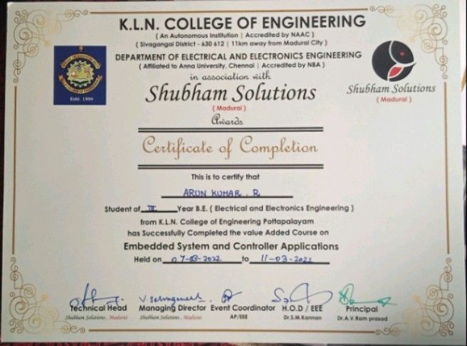 completed my Second Value Added Course(VAC) on Embedded System and ... completed my Second Value Added Course(VAC) on Embedded System and ...
