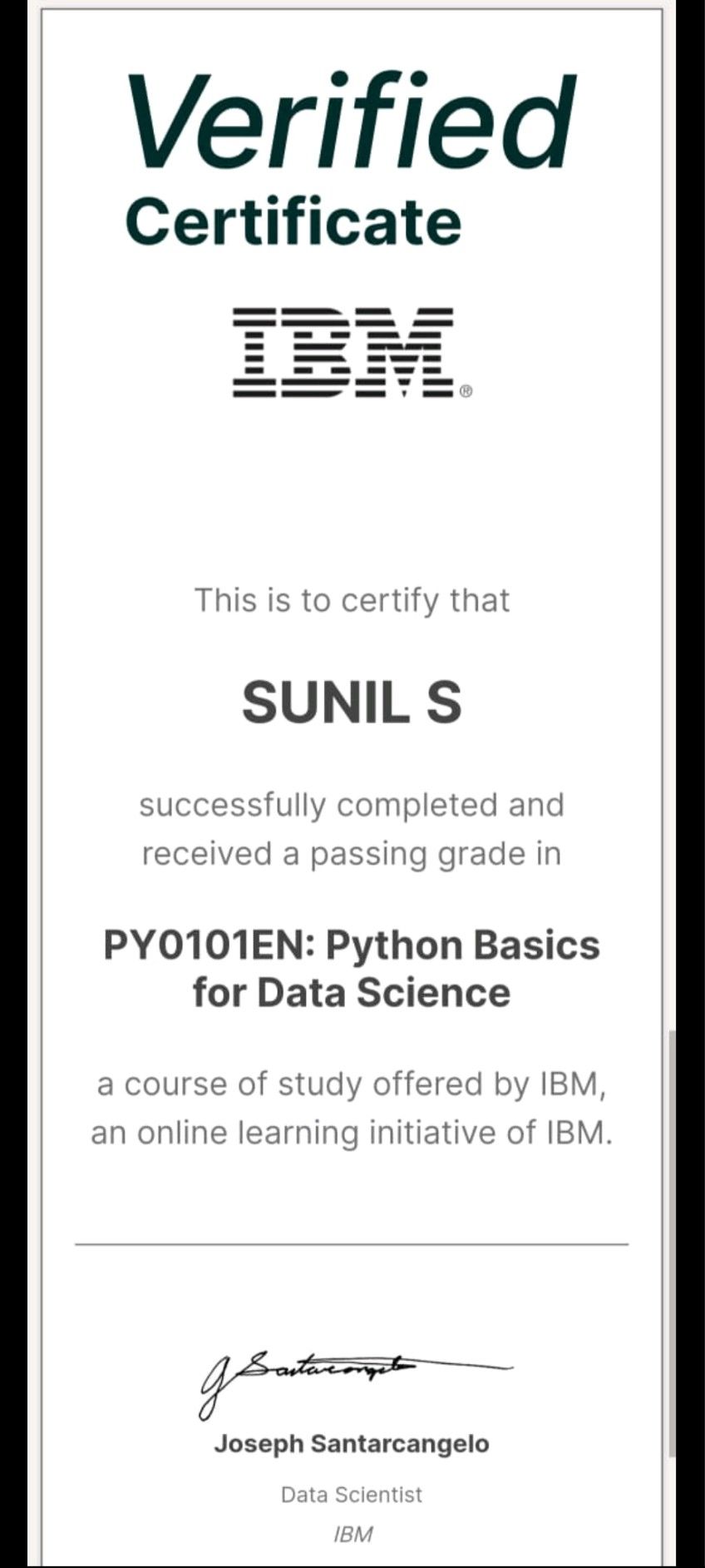 Sunil S on LinkedIn: #ibm #pythonprogramming #datascience Sunil S on LinkedIn: #ibm #pythonprogramming #datascience