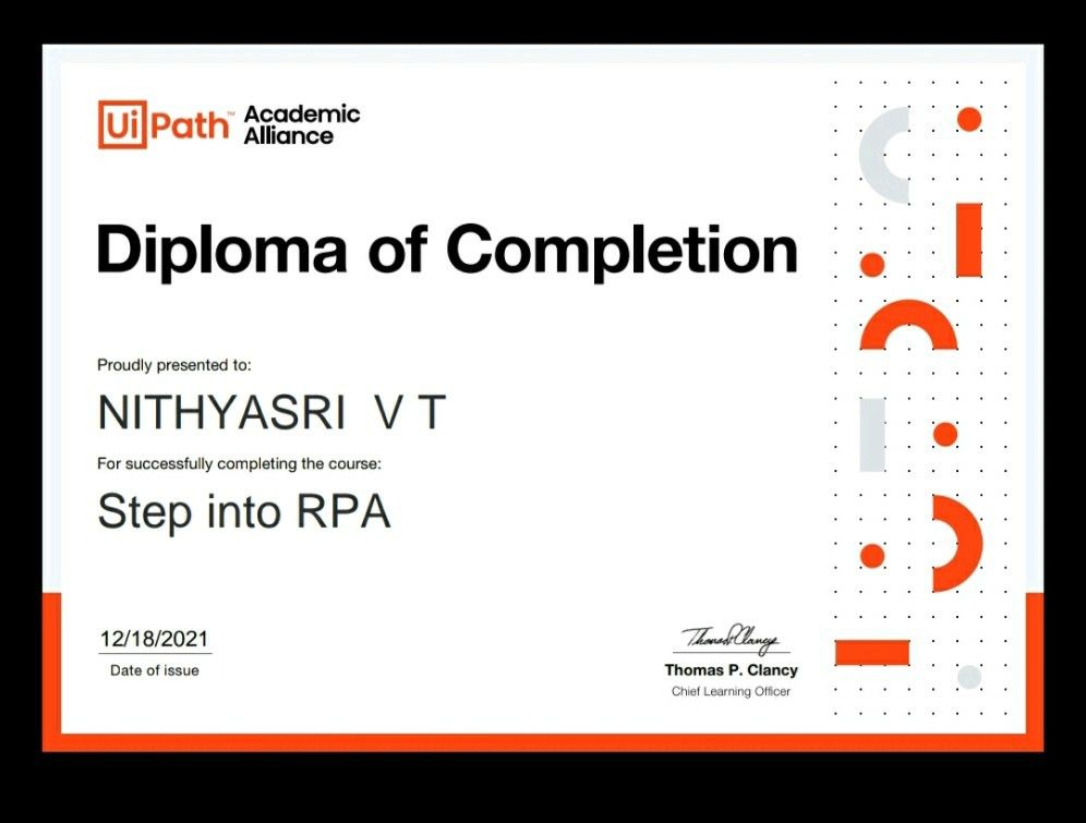 #uipath | NITHYASRI V T #uipath | NITHYASRI V T