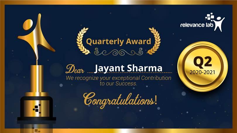 Jayant Sharma on LinkedIn: #employeeofthequarter Jayant Sharma on LinkedIn: #employeeofthequarter