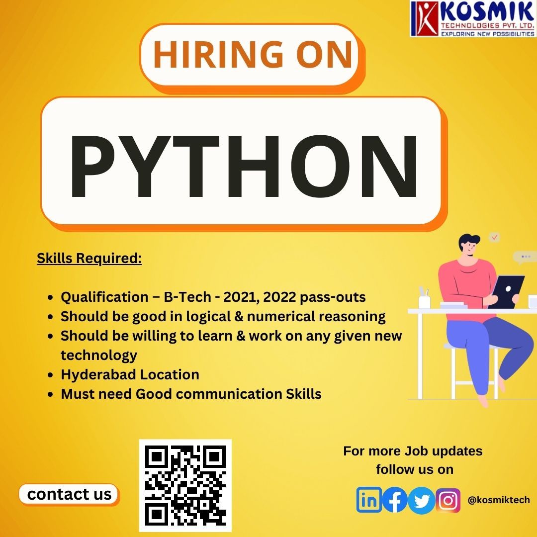 Kosmiktechnologies PVT LTD on LinkedIn: #openings #python # ... Kosmiktechnologies PVT LTD on LinkedIn: #openings #python # ...