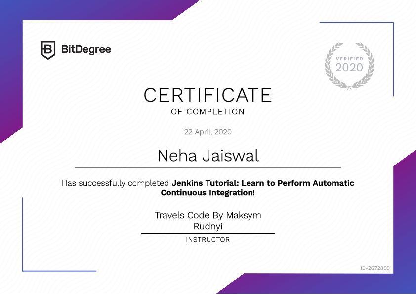 Neha Jaiswal on LinkedIn: #certified #jenkins #cicd #devopstools # ... Neha Jaiswal on LinkedIn: #certified #jenkins #cicd #devopstools # ...
