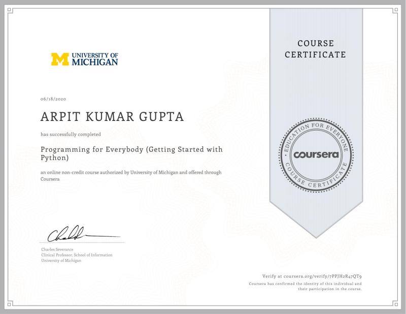 Arpit Gupta on LinkedIn: #python #coursera #programming #coding # ... Arpit Gupta on LinkedIn: #python #coursera #programming #coding # ...