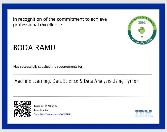 Ramu Boda on LinkedIn: #python #machinelearning #datascience #certification Ramu Boda on LinkedIn: #python #machinelearning #datascience #certification