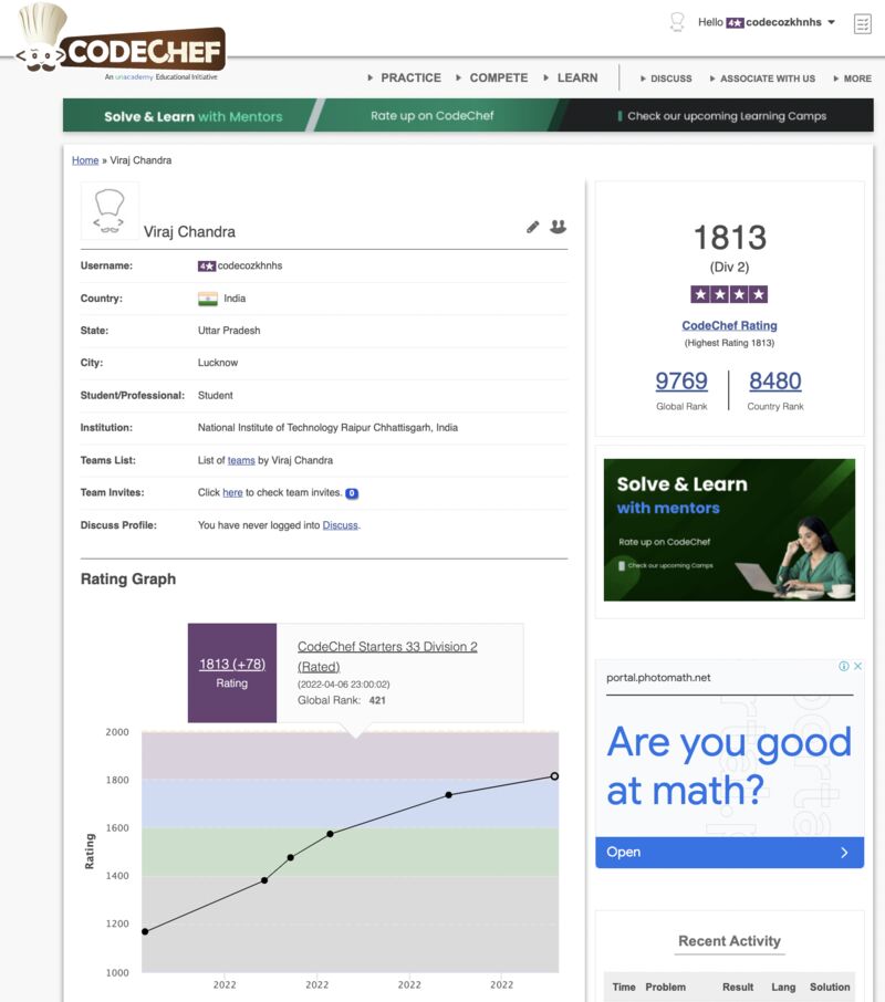 #codechef #competitiveprogramming #coding | Viraj Chandra | 15 comments #codechef #competitiveprogramming #coding | Viraj Chandra | 15 comments