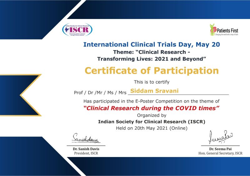 siddam sravani on LinkedIn: @certificate of participation# e-poster ... siddam sravani on LinkedIn: @certificate of participation# e-poster ...