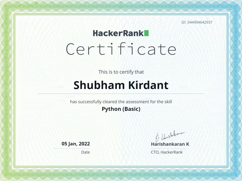 Shubham Kirdant on LinkedIn: HackerRank Python #python #hackerrank Shubham Kirdant on LinkedIn: HackerRank Python #python #hackerrank