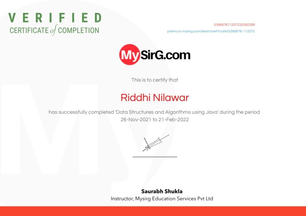Riddhi Nilawar(She/Her) on LinkedIn: #datastructures #algorithms #java ... Riddhi Nilawar(She/Her) on LinkedIn: #datastructures #algorithms #java ...