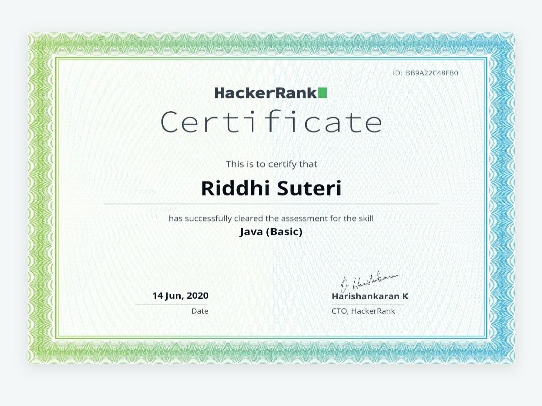 Riddhi Suteri on LinkedIn: #hackerrank #java #certification #assesment ... Riddhi Suteri on LinkedIn: #hackerrank #java #certification #assesment ...