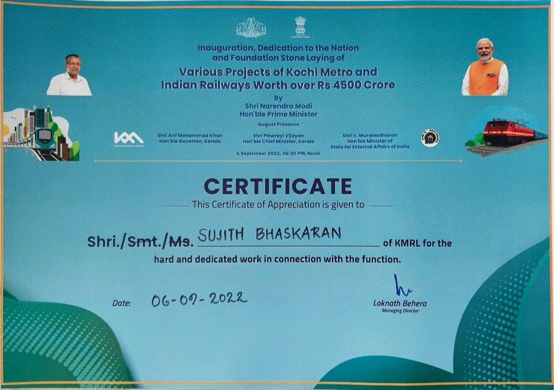 Sujith Bhaskaran on LinkedIn: #kochimetrorail | 19 comments Sujith Bhaskaran on LinkedIn: #kochimetrorail | 19 comments