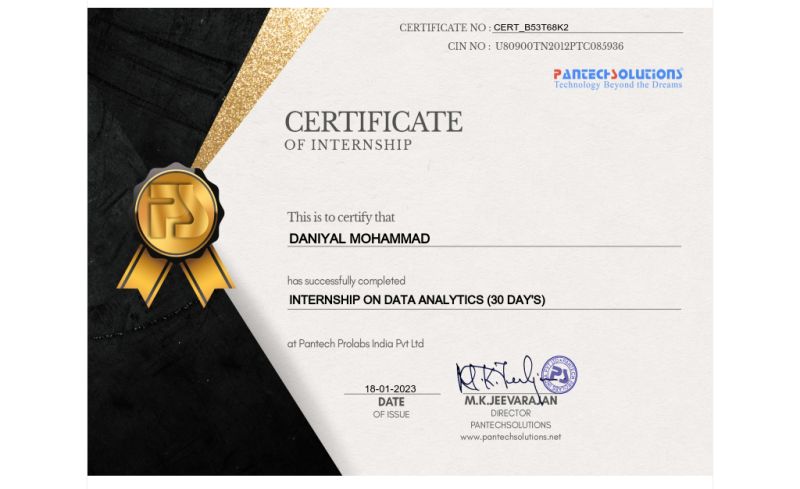 Daniyal Mohammad on LinkedIn: #dataanalytics #pantechsolutions #internship Daniyal Mohammad on LinkedIn: #dataanalytics #pantechsolutions #internship