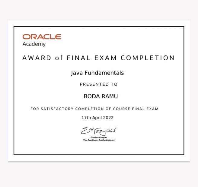 Ramu Boda on LinkedIn: #java #oracle #certification #courses # ... Ramu Boda on LinkedIn: #java #oracle #certification #courses # ...
