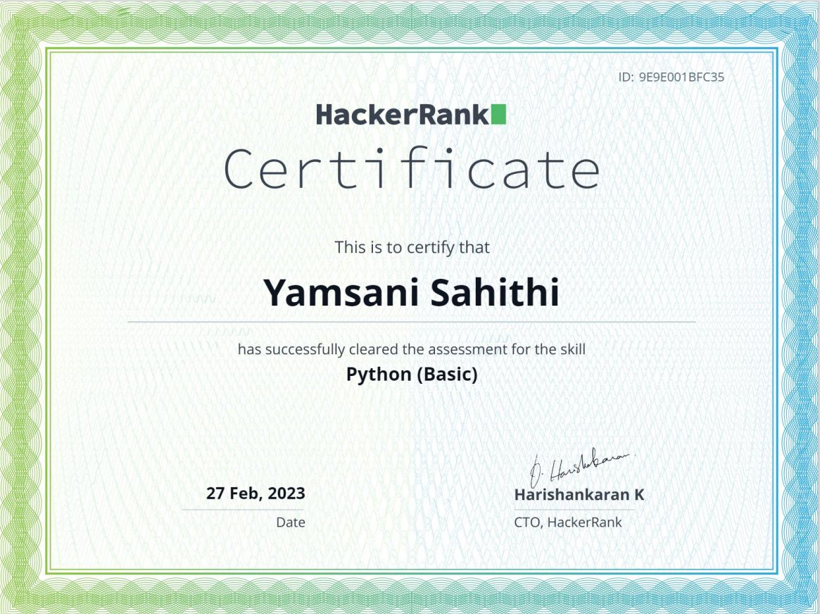 Yamsani Sahithi on LinkedIn: #python Yamsani Sahithi on LinkedIn: #python