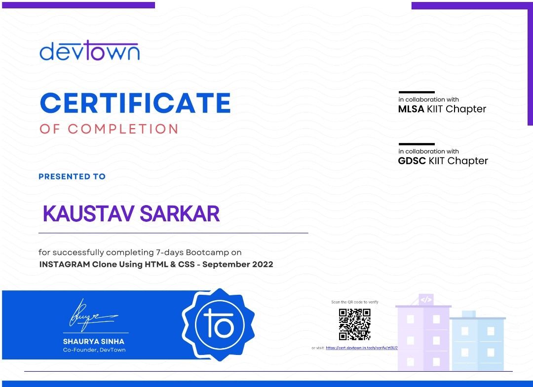Kaustav Sarkar on LinkedIn: #bootcamp #certificateofcompletion #html #css Kaustav Sarkar on LinkedIn: #bootcamp #certificateofcompletion #html #css