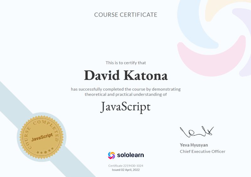 David Katona on LinkedIn: Sololearn certificate for compliting ... David Katona on LinkedIn: Sololearn certificate for compliting ...