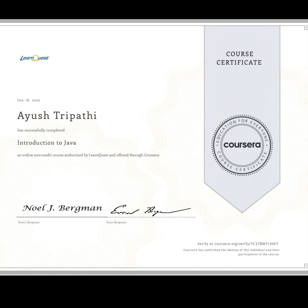 Ayush Tripathi on LinkedIn: #java #coursera #java #javaprogramming # ... Ayush Tripathi on LinkedIn: #java #coursera #java #javaprogramming # ...