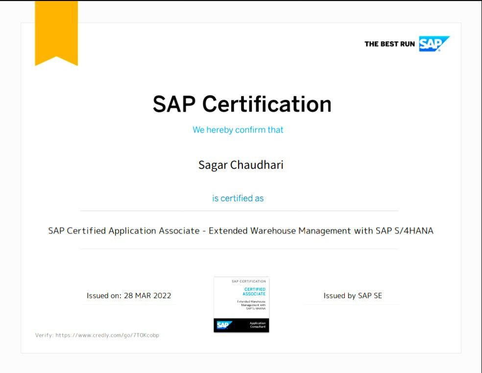 Sagar Chaudhari on LinkedIn: #sap #ewm #saphana #software # ... Sagar Chaudhari on LinkedIn: #sap #ewm #saphana #software # ...