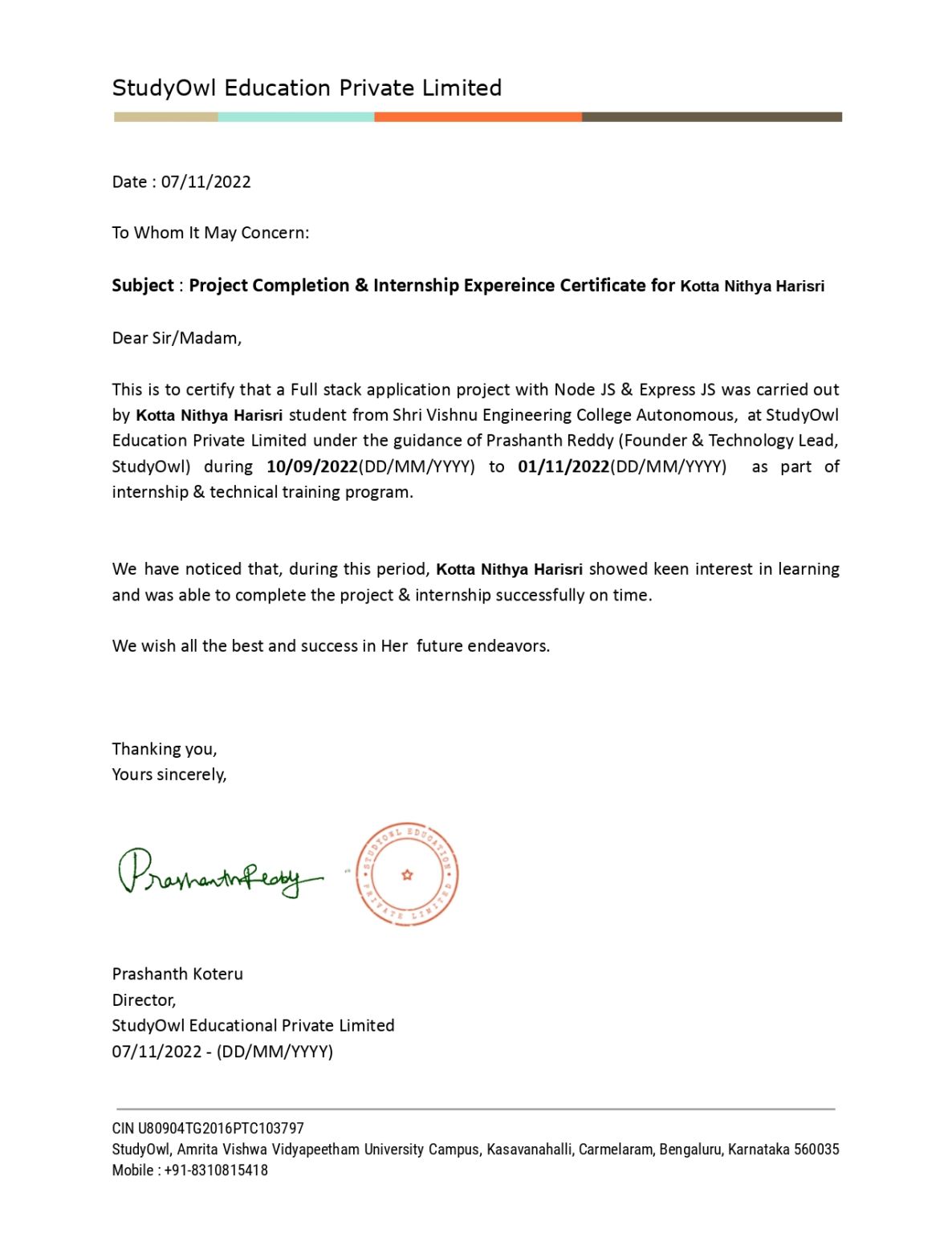 Nithya Kotha on LinkedIn: #share #connections #nodejs #internship Nithya Kotha on LinkedIn: #share #connections #nodejs #internship