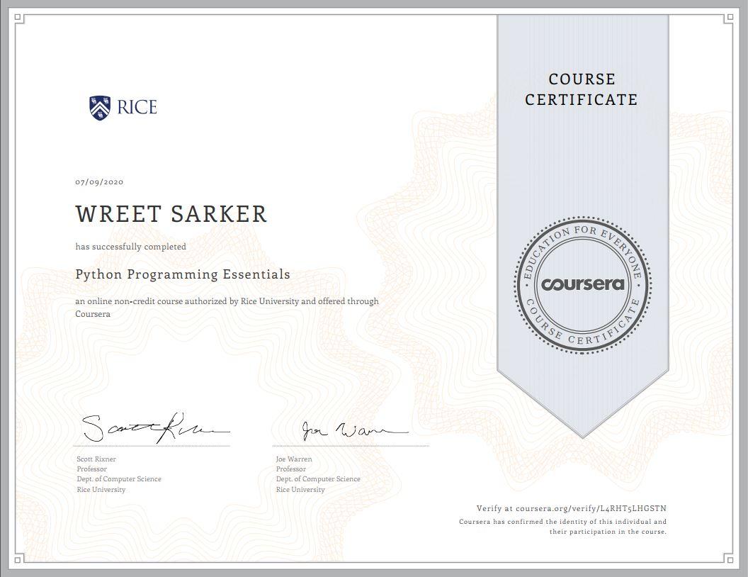 Wreet Sarker on LinkedIn: Successfully Completed the first two courses ... Wreet Sarker on LinkedIn: Successfully Completed the first two courses ...