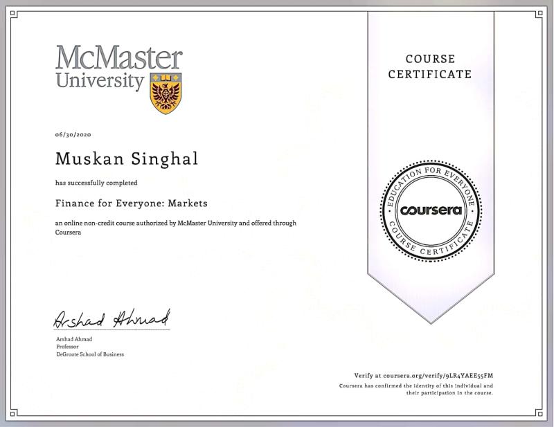 Muskan Singhal on LinkedIn: #learningexperience #onlinecourse #finance ... Muskan Singhal on LinkedIn: #learningexperience #onlinecourse #finance ...