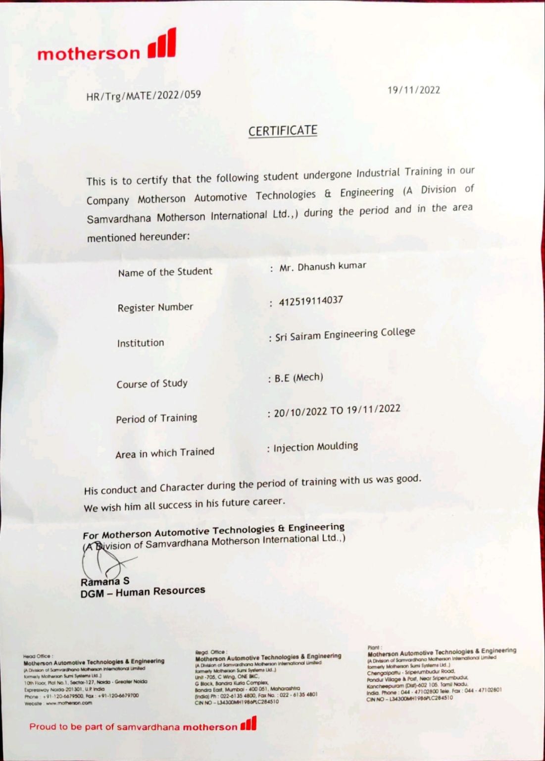 DHANUSH KUMAR A on LinkedIn: Completed One Month internship training at ... DHANUSH KUMAR A on LinkedIn: Completed One Month internship training at ...