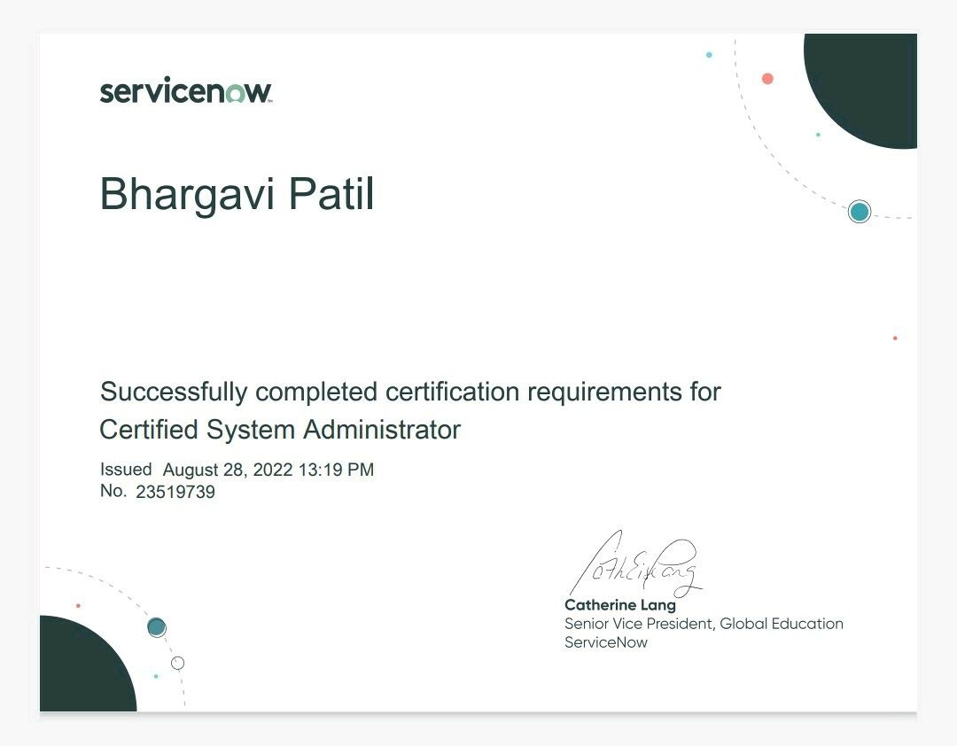 Bhargavi Patil on LinkedIn: #servicenowcertification # ... Bhargavi Patil on LinkedIn: #servicenowcertification # ...