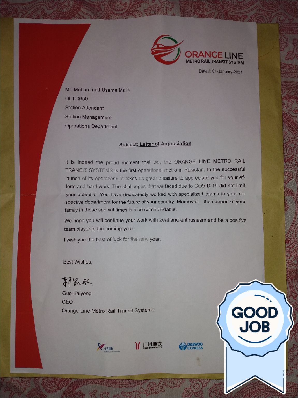 Muhammad Usama Malik on LinkedIn: Letter Of Appreciation From pakistan ... Muhammad Usama Malik on LinkedIn: Letter Of Appreciation From pakistan ...