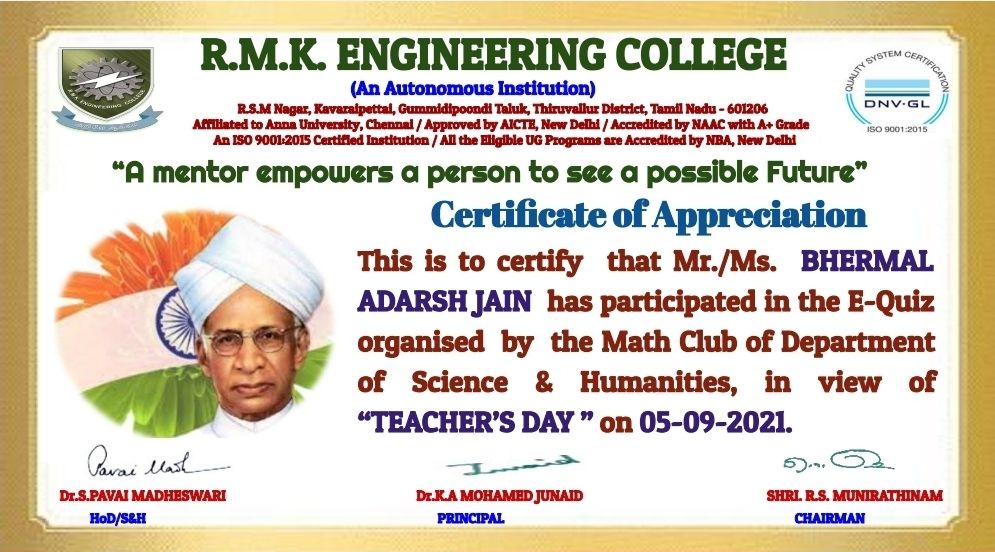 Bhermal Adarsh Jain on LinkedIn: #onlinecertification #quizcompetition Bhermal Adarsh Jain on LinkedIn: #onlinecertification #quizcompetition