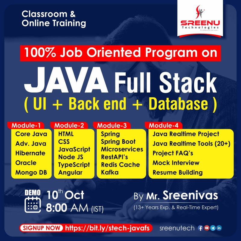 Sreenu Technologies on LinkedIn: #javafullstack #java #javaproject # ... Sreenu Technologies on LinkedIn: #javafullstack #java #javaproject # ...