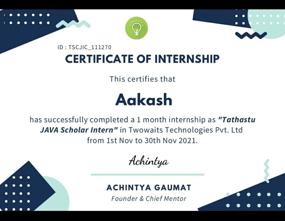 Aakash Kumar on LinkedIn: #achintya #internship Aakash Kumar on LinkedIn: #achintya #internship