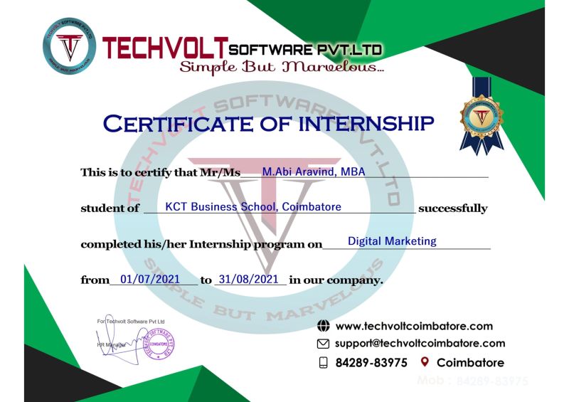 Abi Aravind on LinkedIn: #internship #career #techvolt Abi Aravind on LinkedIn: #internship #career #techvolt