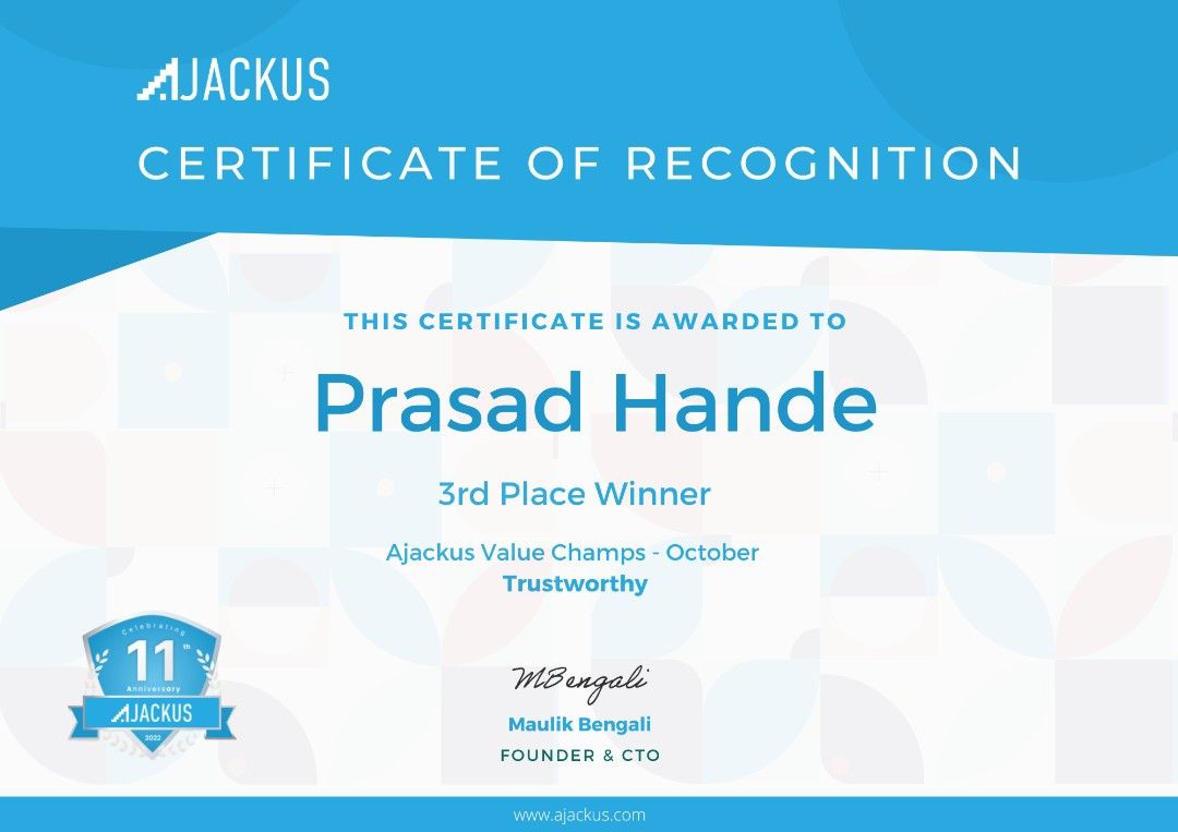 #thankyou #values #champions | Prasad Hande #thankyou #values #champions | Prasad Hande