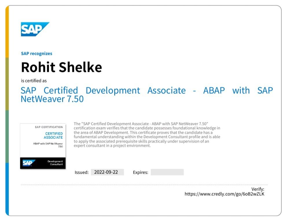 Rohit Shelke on LinkedIn: #sap #sapabap #sapcommunity #sapcertification ... Rohit Shelke on LinkedIn: #sap #sapabap #sapcommunity #sapcertification ...